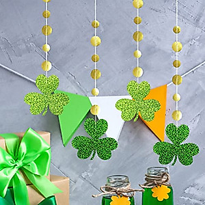 ABOOFAN Patricks Day Shamrock Decorations: 12pcs Lucky Irish Clover Steamers Four Leaf Shamrock Backdrop Banner Hanging Irish Birthday Wedding Baby Shower