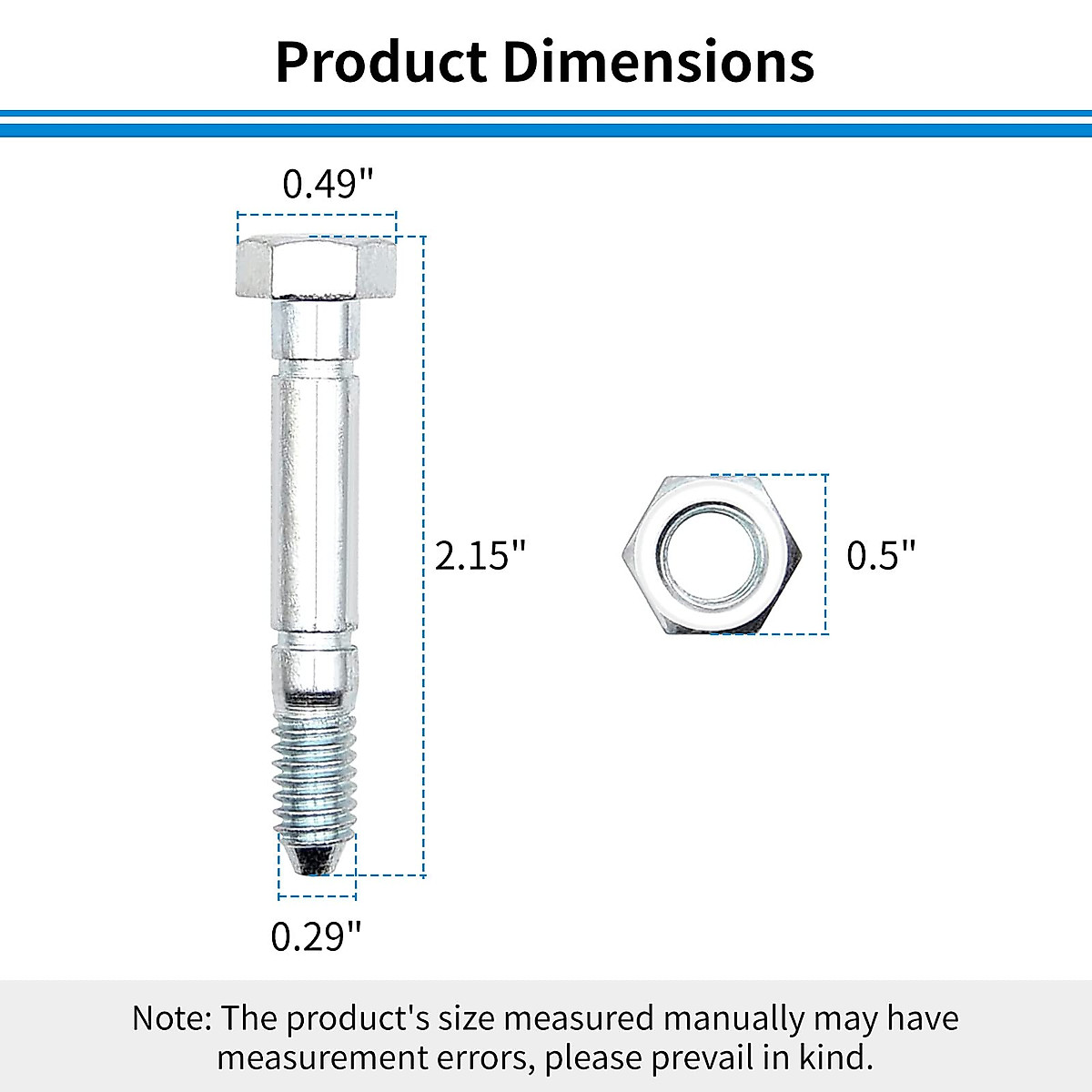 51001500 Shear Bolt Kit Fit for A riens Snowblower - 10 Set of Shear Pins & Nuts Fit for A riens ST1032 ST1028 ST824 ST828 Snow Thrower Auger, Replace 510015 AM122156 AM136890 91550 7091550YP 780-011