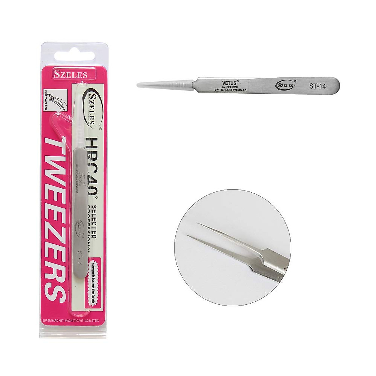 Vetus Tweezer Non-magnetic Stainless Steel Pointed Tip ST-14