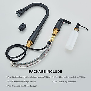 Kitchen Sink Faucet,3 Hole Kitchen Faucets with Pull Down Sprayer,Kitchen Faucets with Soap Dispenser Oulantron 2 Hole High Arc Kitchen Faucet Matte Black (Brushed Nickel)