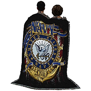 Pure Country Weavers PCW - US Navy Strong Blanket - Gift Military Tapestry Throw Woven from Cotton - Made in The USA (72x54)