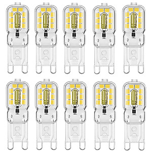Sriomny, G9 Led Bulb 2W, 20W Halogen Equivalent, G9 Bi pin Base, 4000K, Natural White, Non-dimmable, 360° Beam Angle Bulb AC 120V G9 LED Bulb Transparent housing, 10 Pack