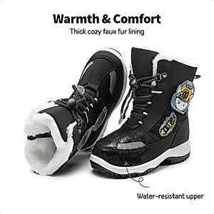 DREAM PAIRS Boys Toddler Snow Boots Slip Resistant Faux Fur Lined Mid Calf Little Kids Winter Shoes SDSB2312K Size 10 Toddler BLACK