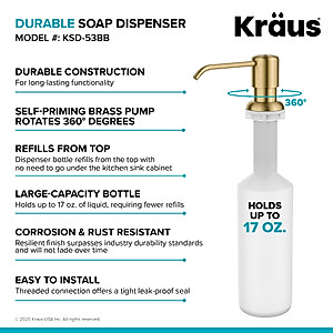 KRAUS Boden Kitchen Soap and Lotion Dispenser in Brushed Brass, KSD-53BB