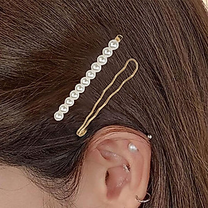 16 Pieces Geometric Metal Hair Pins, Pearls Hair Clips Elegant Hair Barrettes Bridal Gold Metal Bobby Pins Dainty Embellished Bobby Pins for Woman and Girls