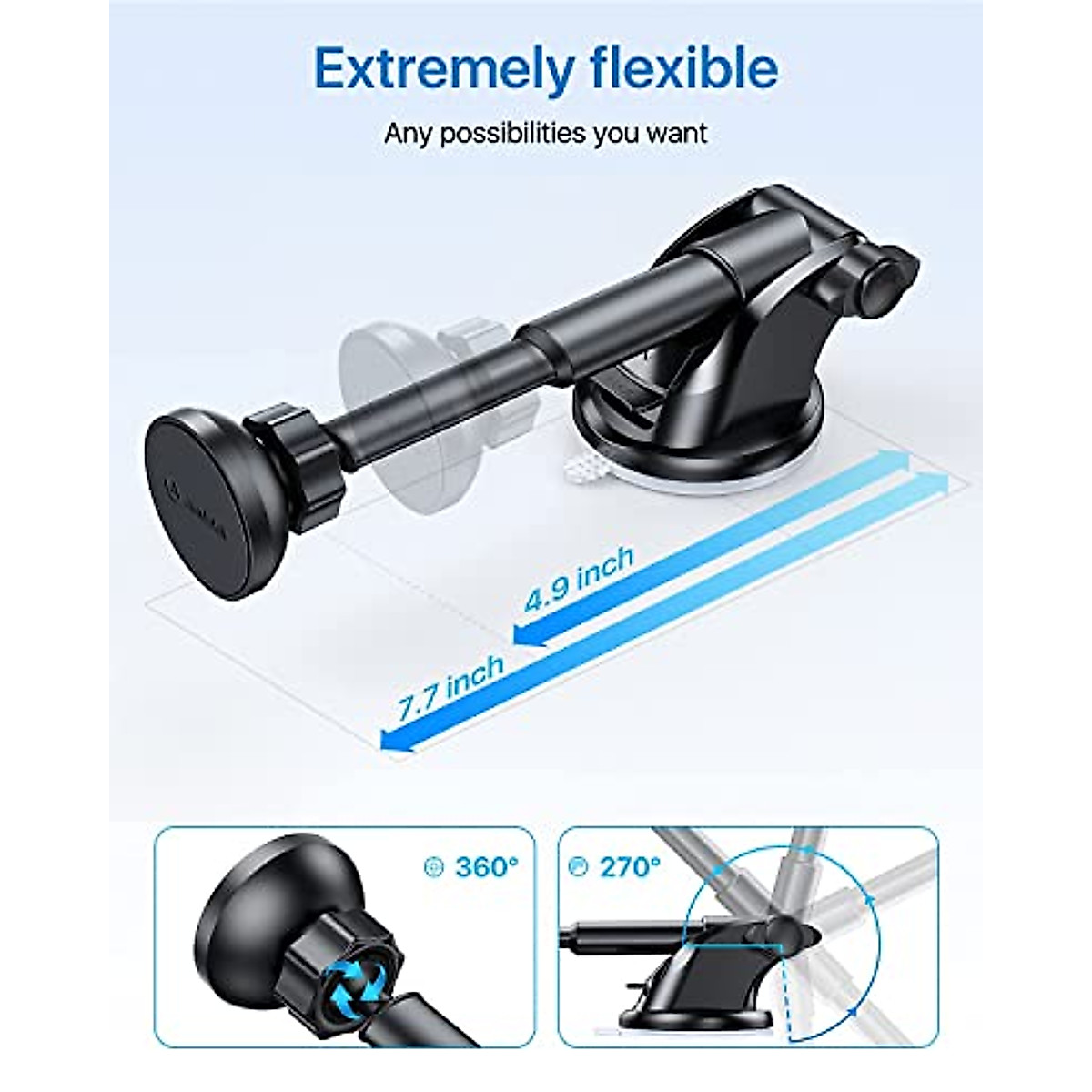 andobil [Bumps Friendly Magnetic Phone Holder for Car, [Super Strong Magnet] Universal Dashboard Windshield Car Mount Magnet Compatible with iPhone 13 12 Pro Max 11 XR Samsung S22 S21 All