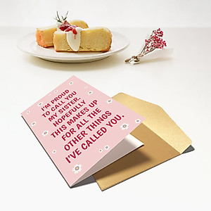 Chenive Funny Sister Birthday Card, Proud Of You Card for Sister, Congratulations Card for Sister Sis, Sister Graduation Card, New Job Card for Sister