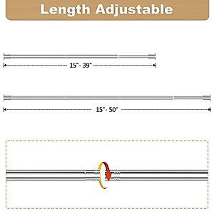 CALCHELE Closet Rod for Hanging Clothes Heavy Duty Clothes Rod Pole for Closet 15 to 39 Inch Adjustable Closet Rods for Wardrobes