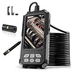 33FT Dual Lens Industrial Endoscope, AUTOGEN 1080P HD Borescope Inspection Camera with 4.5" IPS Screen, 0.31 Inch Digital Sewer Camera with 8 LED Lights, 10M Semi-Rigid Cable, 32G TF Card