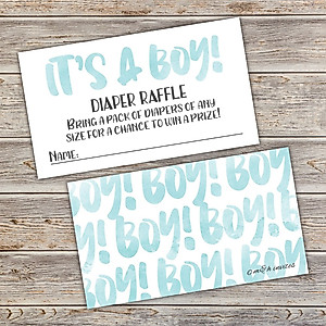 50 Blue Watercolor It’s A Boy Diaper Raffle Tickets - Boy Baby Shower Game