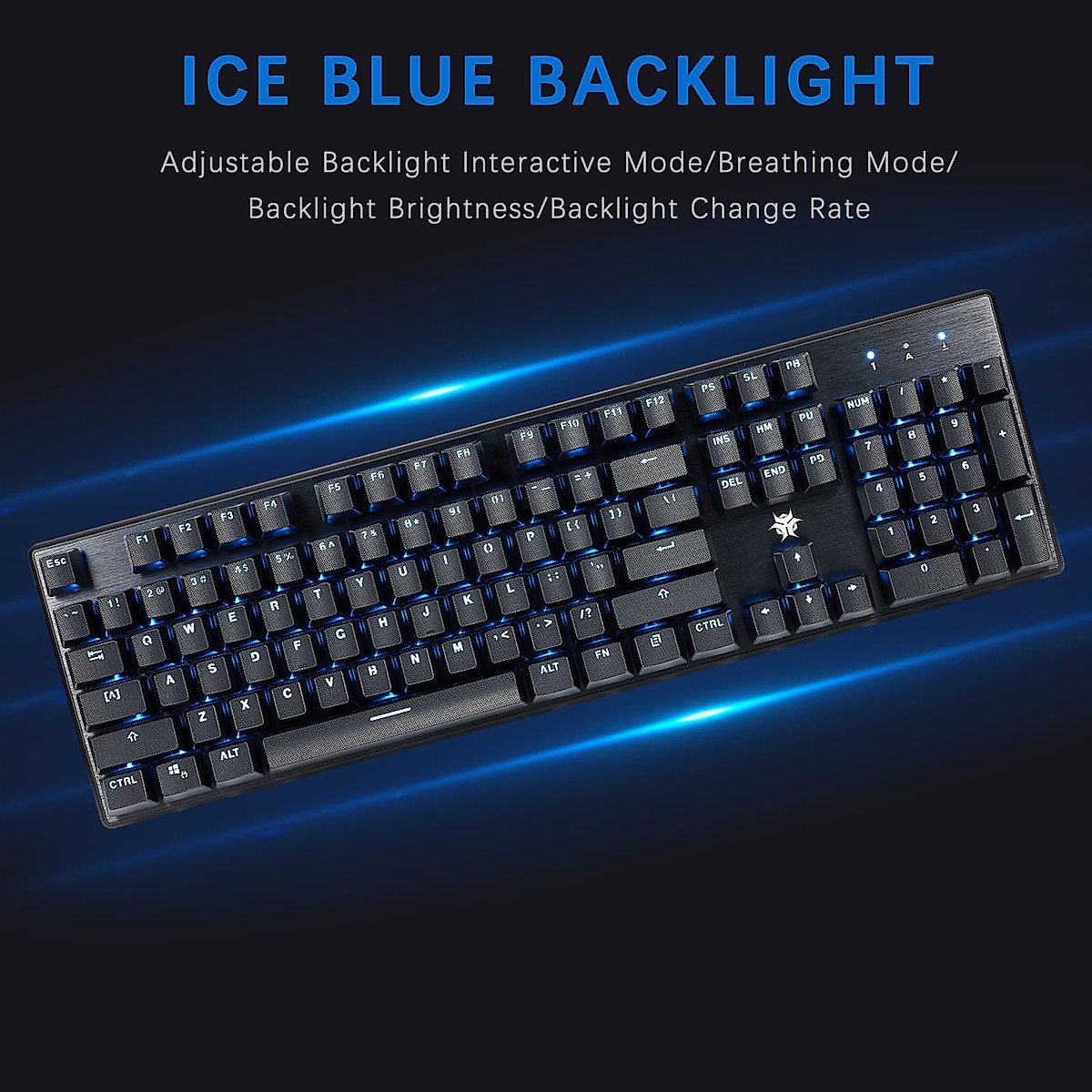 Hexgears G5 2.4G Wireless Mechanical Keyboard 104 Key, Wireless and Type-C Wired Connection, Full-Size, Blue Backlit, Windows and Mac OS Compatible Black Keyboard Kailh Box White Switches