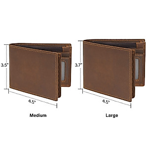 Polare Cowhide Genuine Natural Crazy Horse Leather RFID Blocking Bifold Wallet For Men