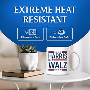 Bliss Monkey Co. Harris Walz 2024 Coffee Mug - Kamala Harris and Tim Walz Waltz '24 Election - 11 Ounce Coffee Cup - Premium Quality Ceramic - HWM005