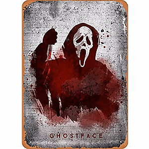 Shvieiart Movie Poster Retro Metal Sign Ghost face print - from cult movie Scream Horror Movies Wall Art Decor Tin Sign-8x12inch