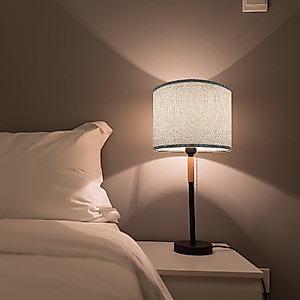 Lamp Shades Set of 2, Drum Lampshade for Table Lamps Floor Lamp, 13" Top X 13" Bottom X 10" High Grey Large Line Fabric Lamp Shades, Easy Assembly Replacement Lampshades