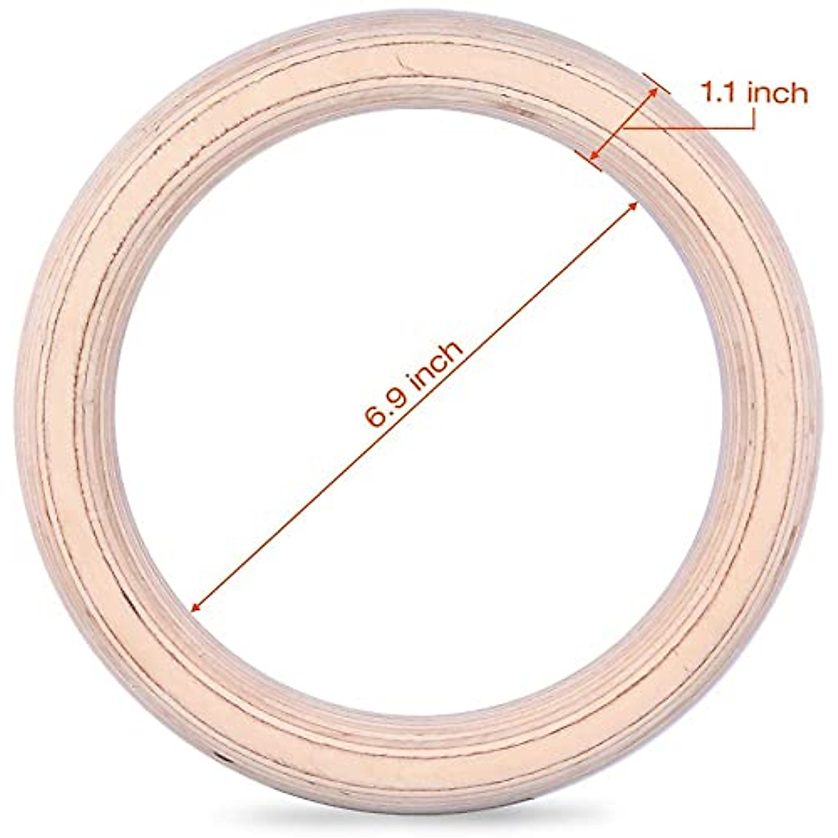 KYLIN SPORT Gymnastic Rings with Adjustable Straps Heavy Duty Exercise Gym Rings for Pull Ups and Dips,Cross-Training Workout,Strength Training, Fitness (Wooden)