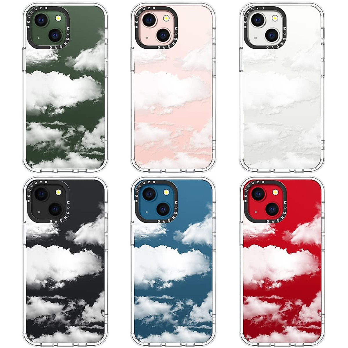 MOSNOVO Case for iPhone 13 Mini, [Buffertech 6.6ft Military-Grade Drop Protection] [Anti Peel Off Tech] Clear TPU Bumper Phone Case Cover Design - Cloud