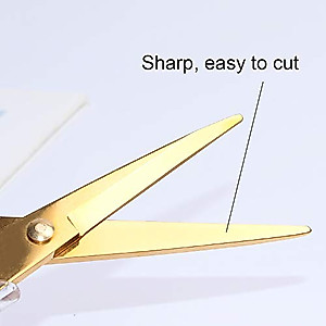 Stylish Acrylic Gold Multipurpose Scissors Stainless Steel 6.3 Inches Office Scissors Desktop Stationery for Cutting Heavy Duty Leather Arts Fabric Crafts Scissors (Gold)