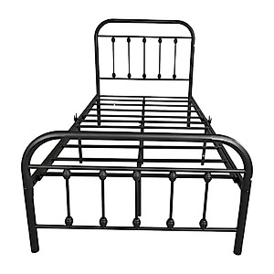 Metal Bed Frame, Twin Size Platform Bed Frame, Mattress Foundation with Headboard ＆ Footboard, Steel Slat Support/No Box Spring Needed (Twin)
