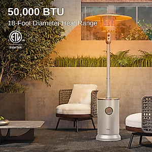 EAST OAK 50,000 BTU Patio Heater Bundle with Cover and Table | Outdoor Commercial Grade Propane Heater Set