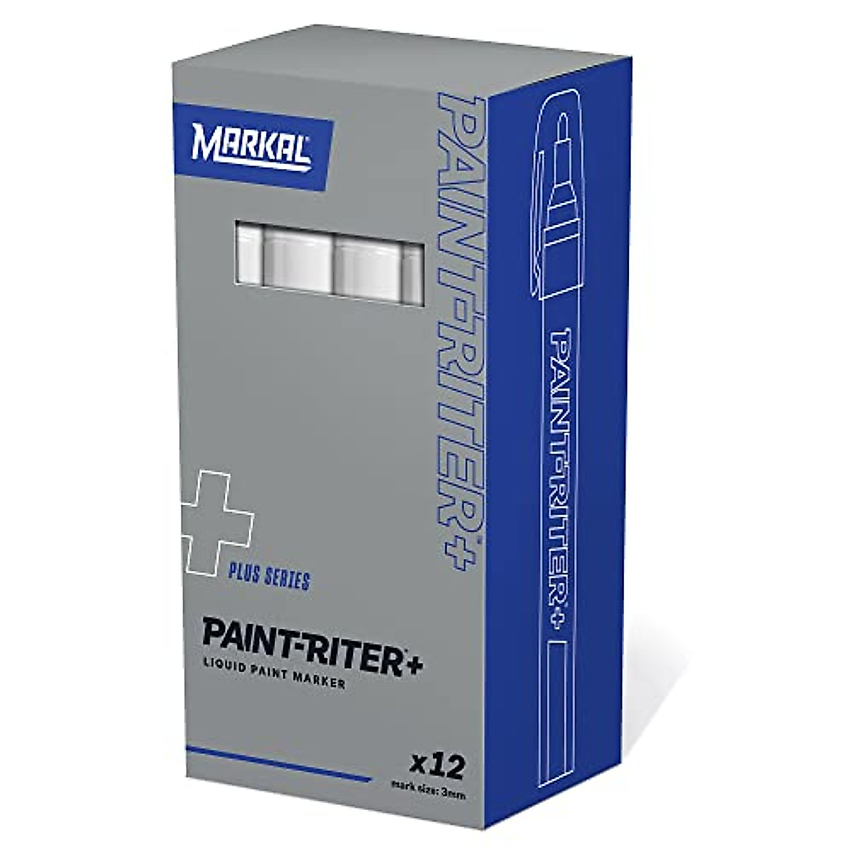 Markal 96960- Paint-Riter+ Oily Surface Liquid Paint Marker with 1/8in Bullet Tip, For Superior Marking Performance on Oily and Greasy Surfaces, White Color (Pack of 12), Made in USA