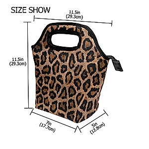 senya Lunch Bag Insulated Lunchbox Handbag Tote Bags Reusable Cooler Containers Organizer School Outdoor for Women Men Girls Boys Kids (Leopard)