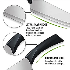 Rada Cutlery Anthem Series French Chef Knife Stainless Steel Blade with Ergonomic Black Resin Handle, 13-3/8 Inches