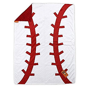 Dear Baby Gear Sports Deluxe Baby Blanket - Double Layer Reversible, Milestone & Infant Gifts for Girls and Boys - Toddler Blankets - Baseball Print, Red Dotted - 40" x 30"