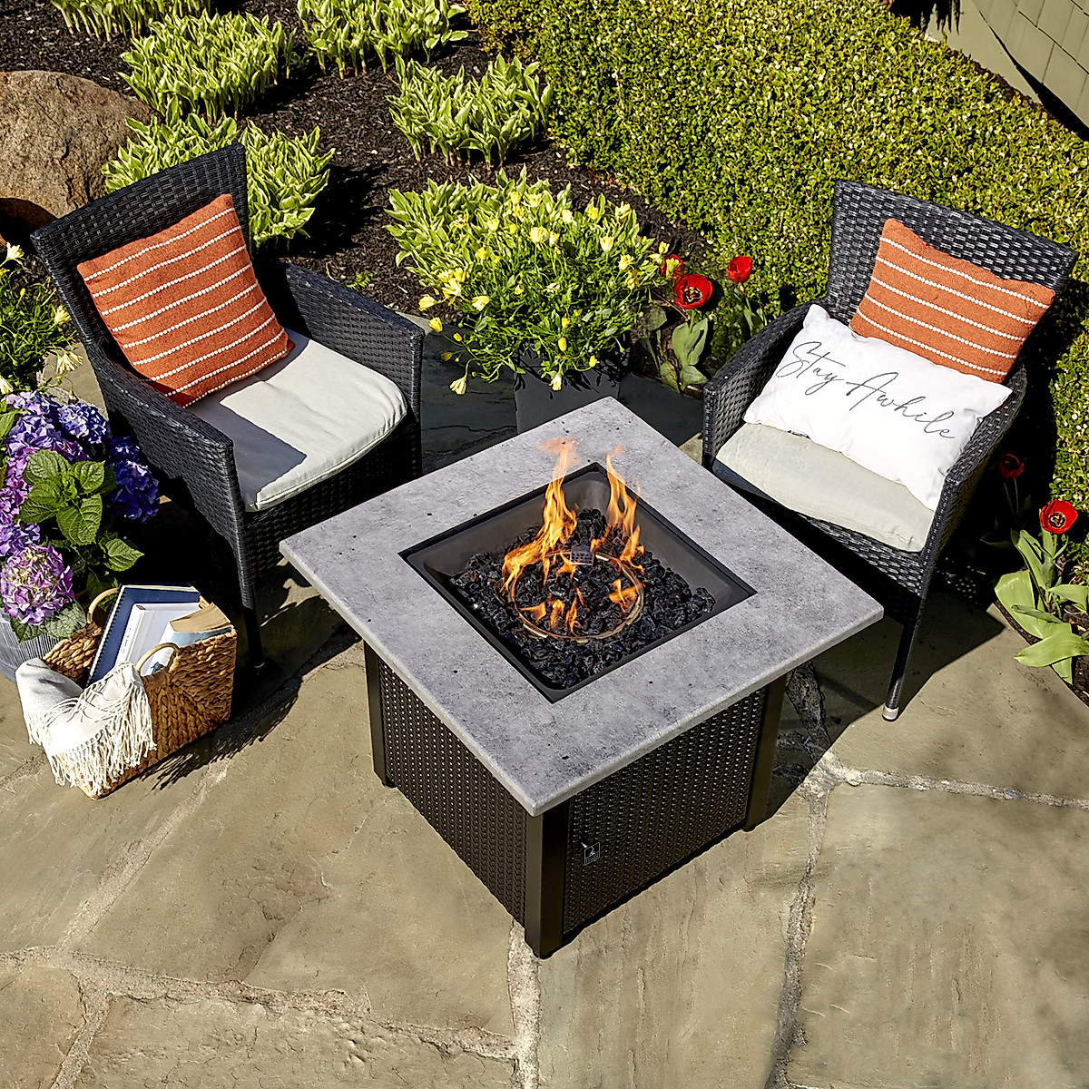 Mitchell Gray 30” Square Gas Fire Table