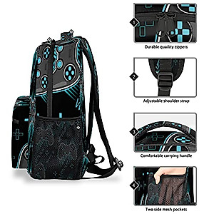 TropicalLife Colorful Joystick Game Larger Student Backpack, Abstract Pattern Waterproof School Bag For Teen Girls Boys