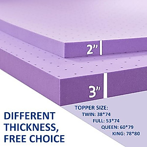 SINWEEK 3 Inch Gel Memory Foam Mattress Topper Ventilated Soft Pressure Relieve Mattress Pad, Breathable Bed Topper, CertiPUR-US Certified, Twin Size