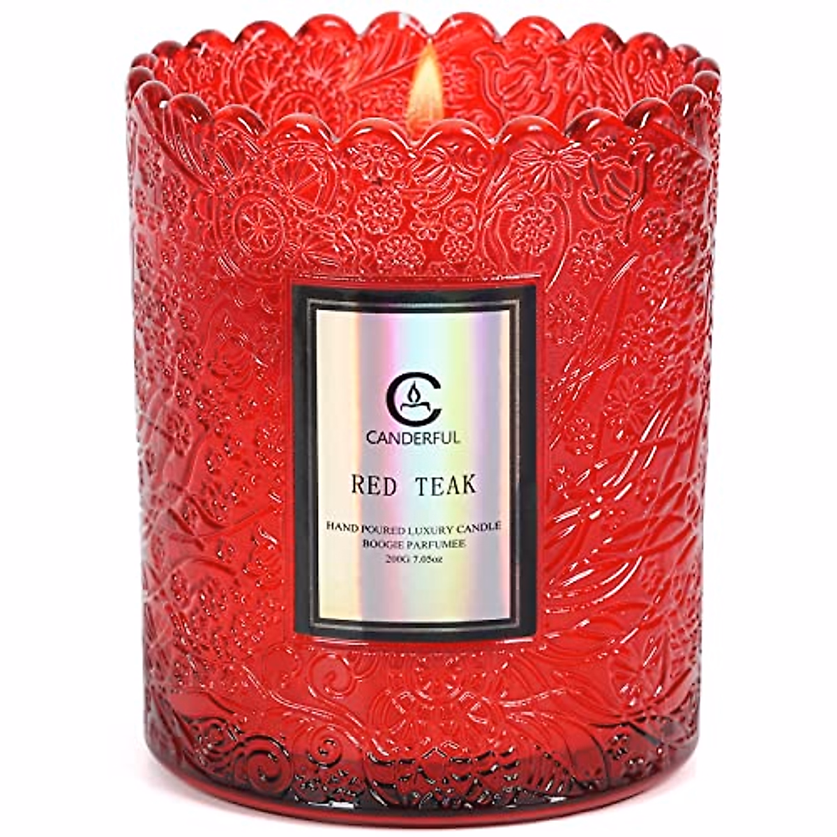 LUKKLOVE Red Teak Candle, Scented Candles Gifts for Women, Single Wick Glass Candles for Home Scented, Over 45 Hours of Burn Time Classic Glass Tumbler