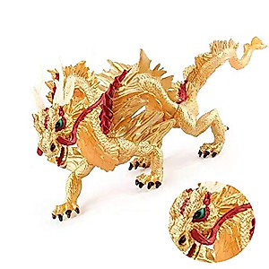 Dragon Figurine Magic Dragon Figurine Realistic Plastic Flying Dragon Figurine for Collection Science Educational Prop Miniature Magic Dragon Statue Home Decor Accessorie, Big Golden Dragon
