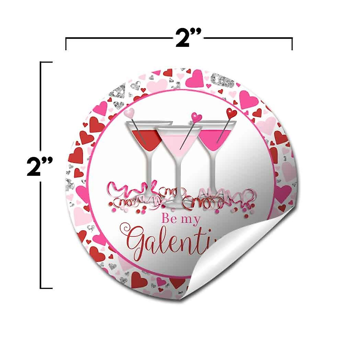 Gal Pal Girlfriend Galentine Valentine Party Favor Sticker Labels for Women, 40 2" Party Circle Stickers by AmandaCreation, Great for Classroom Valentines, Envelope Seals, Gifts & Treats