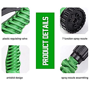 Expandable Garden Hose 100ft-Water hose, 7 Function Nozzle,Light weight,For gardening, car washing, pets, outdoors. (Green)