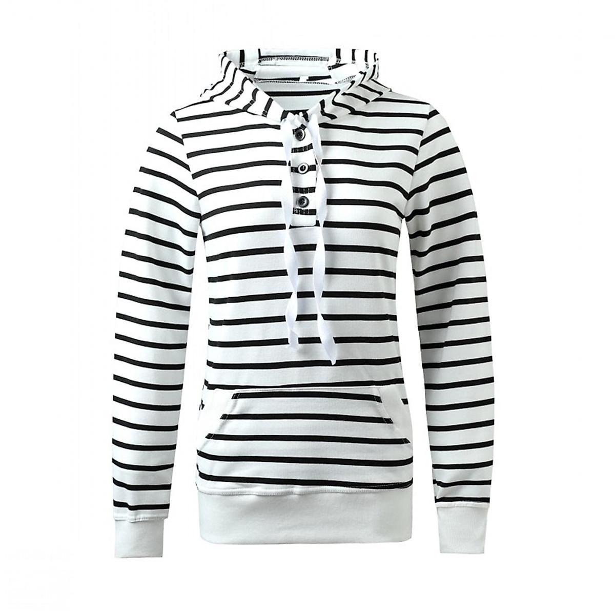 Padaleks Women's Long Sleeve Striped Zip Up Sweatshirt Hoodies Stylish Loose Fit Casual Pullover Tops Outerwear