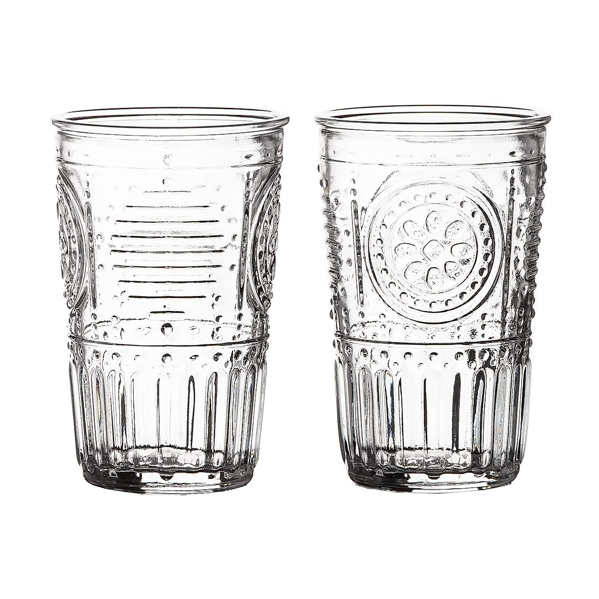 Bormioli Rocco Romantic Set Of 6 Tumbler Glasses, 11.5 Oz. Clear Crystal Glass, Made In Italy.