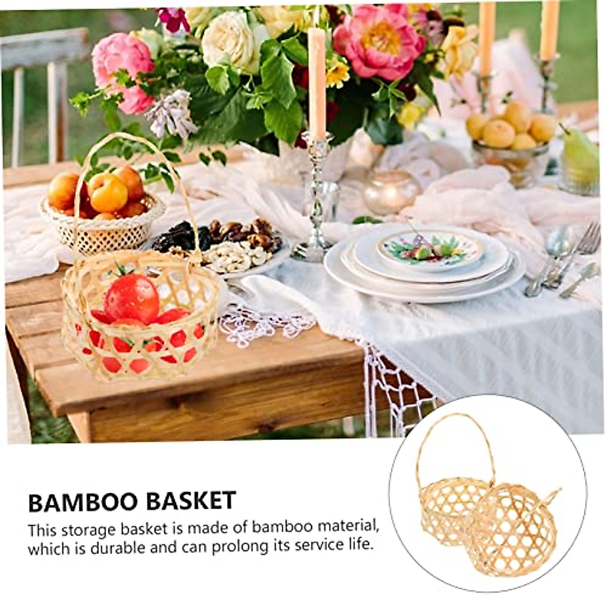 Abaodam 8 Pcs Portable Bamboo Basket Decorative Basket Kitchen Egg Basket Miniature Flower Basket Mini Picnic Basket Wicker Bread Tiny Fruit Basket Multifunction Multipurpose Basket