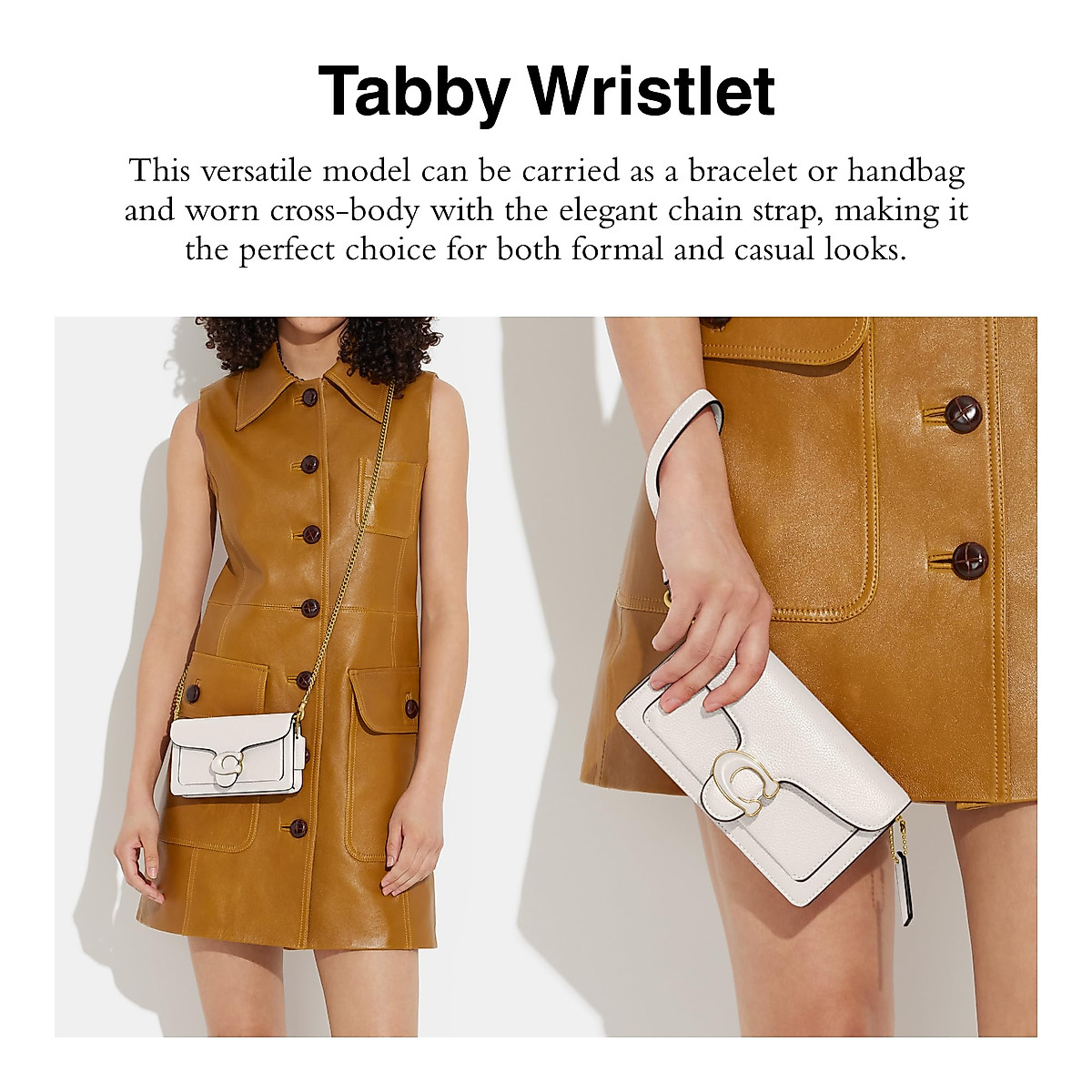 Coach Polished Pebble Tabby Wristlet, Chalk, One Size