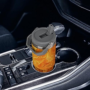 RTFGHJS Orange And Yellow Lava 30 Oz Tumbler with Handle And Flip Straw, Stainless Steel Vacuum Insulated Travel Mug, Thermal Cup for Coffee, Water, Iced Drinks, Fits Car Cup Holders (Home, Sports)