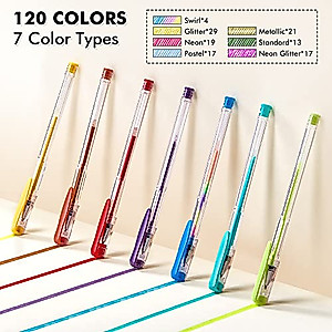 Shuttle Art 120 Unique Colors (No Duplicates) Gel Pens Gel Pen Set for Adult Coloring Books Art Markers