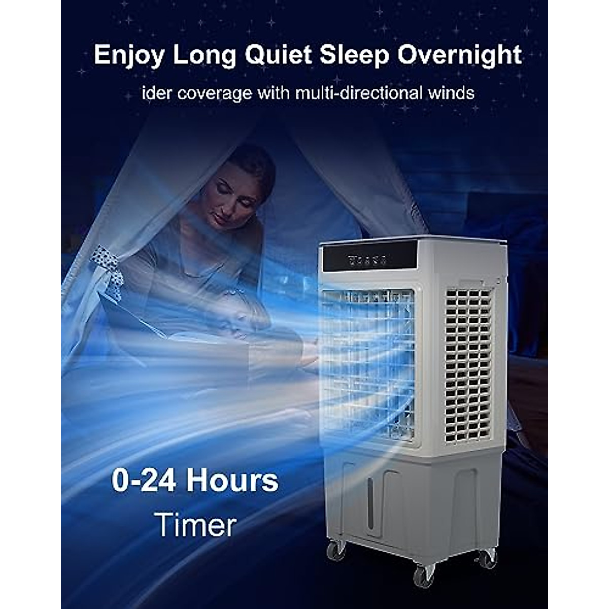 35’’ Portable Air Conditioner 3-IN-1 Evaporative Cooler, 30Ft Remote, 3 Speeds, 2800 CFM, 100 Degree Swing, 1050 sq. ft. coverage, 24H Timer, 6.8 Gallon Tank, 4 Ice Packs for Garage Patio Outdoor