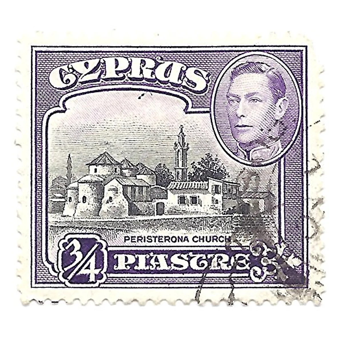 Cyprus 1938 Postage Stamp 3/4 Pi Peristerona Church Issue Scott #145 KGVI