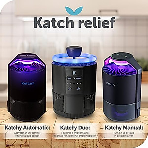 Katchy Midnight - Indoor Insect Trap with Automatic Setting - Fan Powered with UV Light - Fruit Fly Traps for Indoors - for Fruit Flies, Gnats, Mosquitoes, Moths