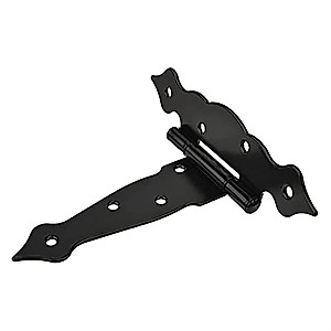 ANNURA Heavy Duty Hinge,Long Strap T Hinge, 4 X 6 Inch Heavy Duty Hinges Black Iron T-Shaped Triangular Slotted Hinges Shed Wood Fence Door Hinges Hardware Door Accessories