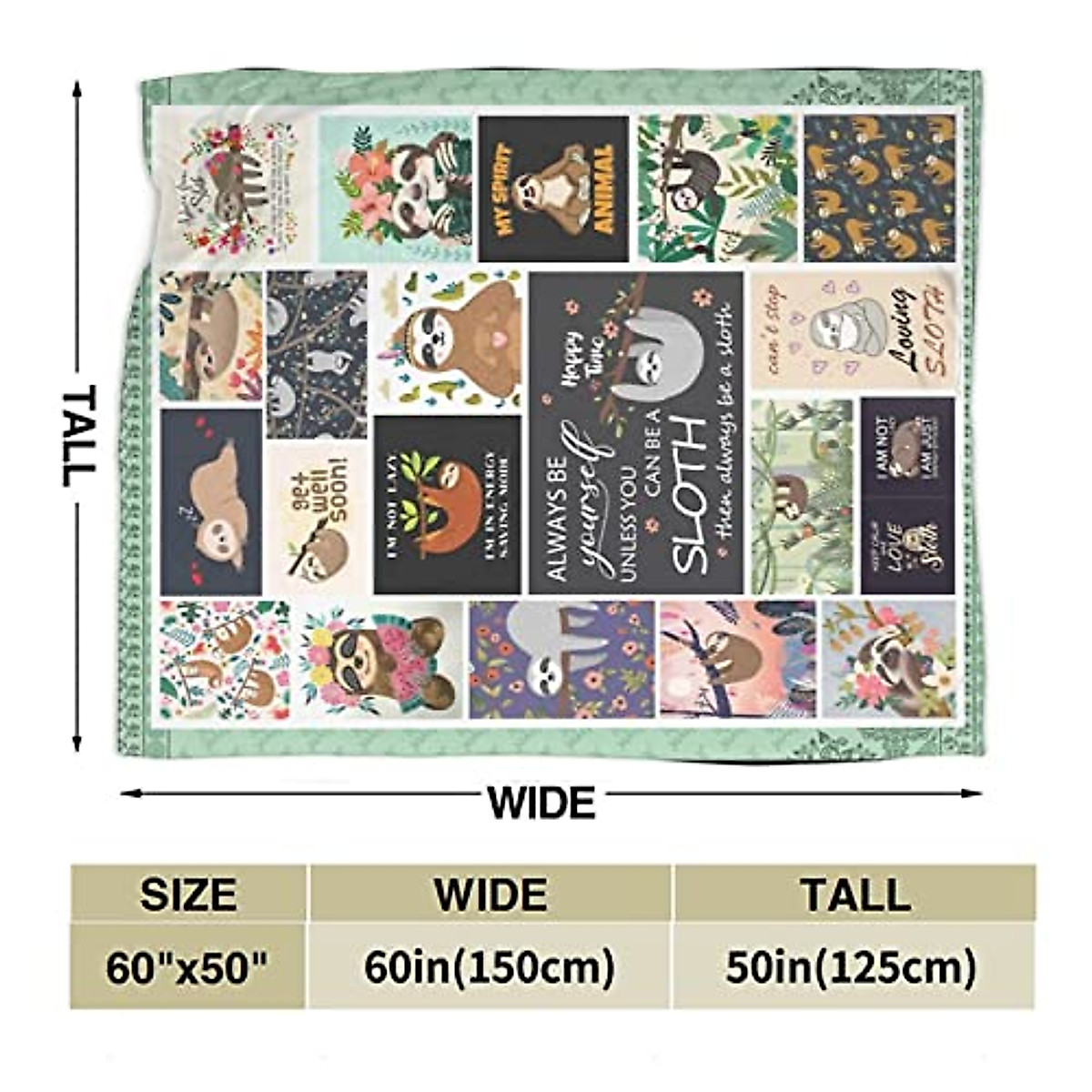 Sloth Throw Blankets Super Soft and Warm Sherpa Sloth Blankets for Couch Sofa Cute Sloth Gifts for Kids and Adults