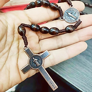 Bangtang Rosary Beads Catholic for Women, Wooden Cross Necklace for Men, Prayer Necklace Beads Rosary for Mother, First Communion Gift for Boy Girl Catholic