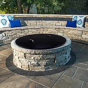 Simond Store Portable Fire Pit Cover Round, 42” inch Diameter Snuffer Lid Ring Steel, Fire Pit Pan Lid- 2 mm Thickness, with Handle