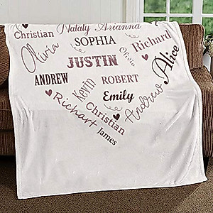 Personalized Name Blankets for Baby, kids and adults, Mom, Grandma. Custom Name Blanket from Your Names. Close to Heart Customized Throw. Gift for Mothers day, Christmas (Rose White, Fleece 50" x 60")