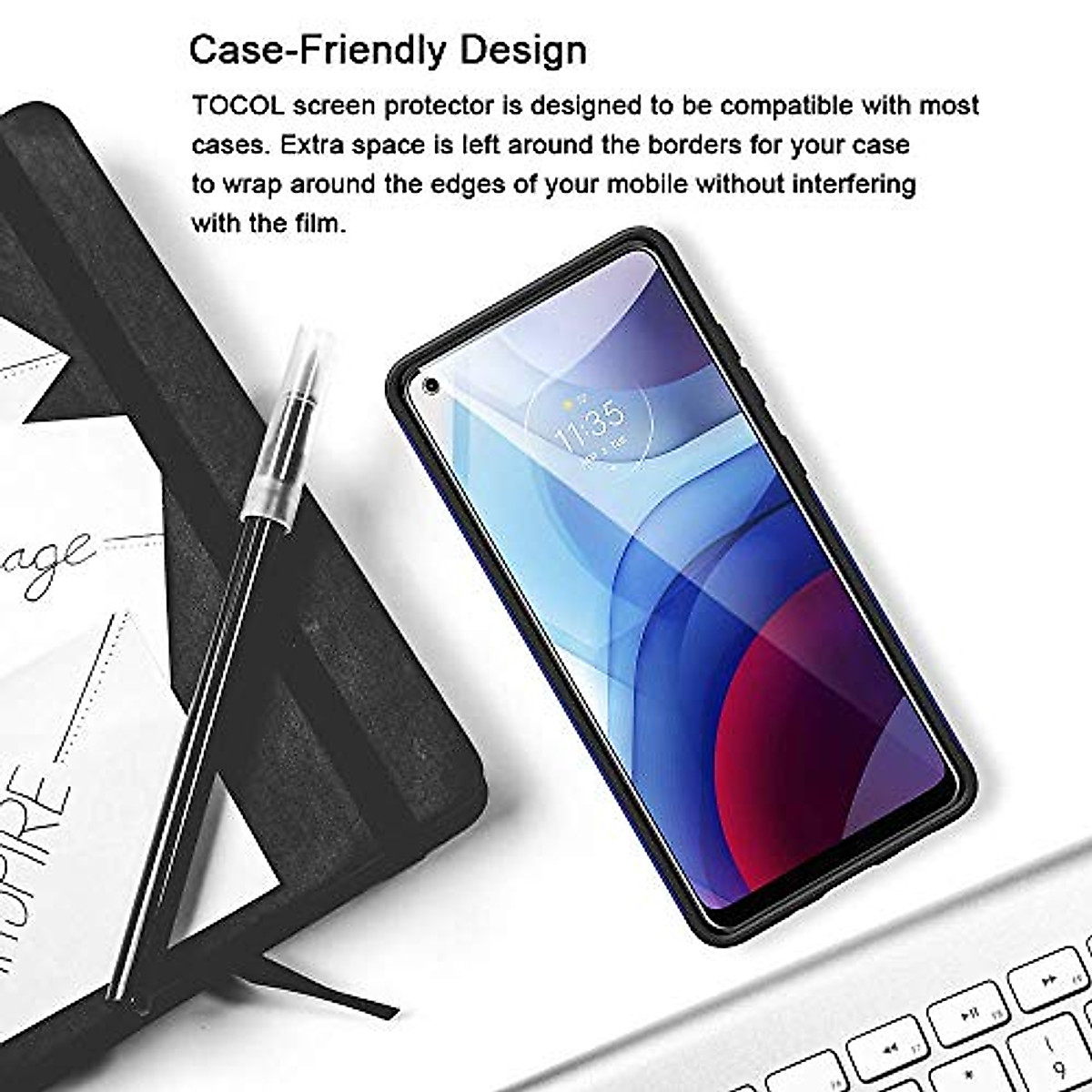 TOCOL [6 Pack] Compatible with Moto G Power 2021 (Not for Moto G Power 2020) - 3 Pack Tempered Glass Screen Protector and 3 Pack Camera Lens Protector [Easy Installation Frame] HD Clear Case Friendly